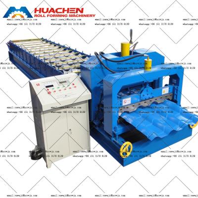 China Aluminium Step Glazed Steel Tile Roll Forming Machine Chain Drive for sale