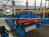 China Colored Steel Roofing Sheet Roll Forming Machine with 15-20m/min Speed, 45# Steel Quenching and Plating Rollers, and PLC Control System for sale