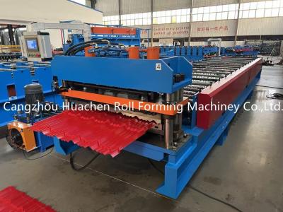 China 4 KW Hydraulic Cutter Glazed Tile Roll Forming Machine with 1200mm Coil Width and 12 Stations Roller for sale