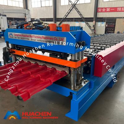 China 1200mm Material Width 18 Rollers Glazed Tile Roll Forming Machine with 5.5KW Power for PPGI/GI Roof Tiles for sale