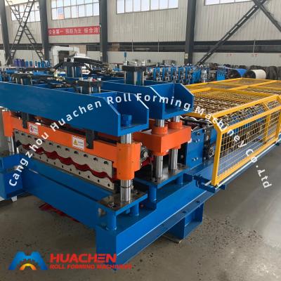 China Automatic Metal Roof Glazed Tile Roll Forming Machine with 0.3-0.6mm Thickness, 12 Stations, and Chain Drive for sale