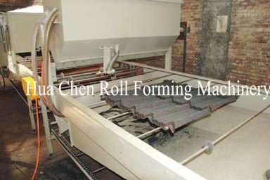 China Color Steel Stone Coated Roof Tile Machine Line for sale