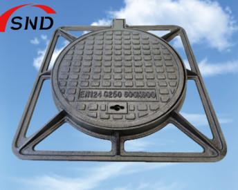 China Ductile Iron Manhole Cover 600*600 Mm Sizes Class C250 Cover for sale