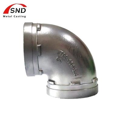 China Ductile Iron Flange Adapter Grooved Cross 90 Degree Grooved Elbow Pipe Fittings for sale