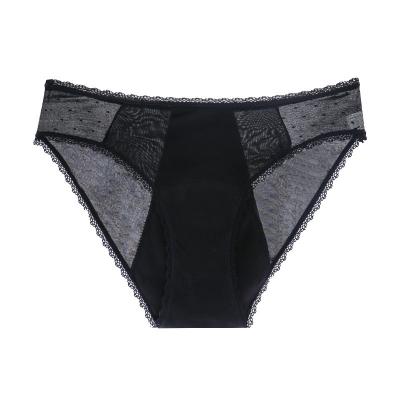 China Wholesale Factory Bulk Leak proof 4 layer Transparent Menstrual briefs sexy lace period panties for sale