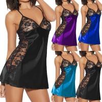 China Sleeveless Ladies Satin Lace Sexy Bodysuit Lingerie Plus Size V Neck Erotic Underwear for sale
