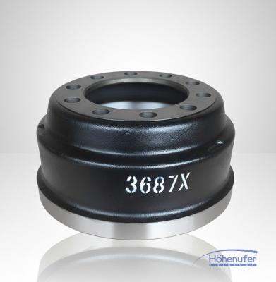 China Full Cast Iron Brake Drums 3687X Class 8 Heavy Truck Brake Drums for sale