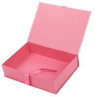 China Book Shape Pink Printed Magnetic Cardboard Gift Box With Ribbon Decoration for sale