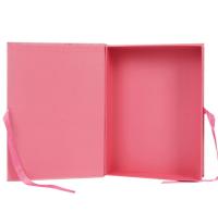 China Book Shape Pink Printed Magnetic Cardboard Gift Box With Ribbon Decoration for sale