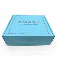China Blue Corrugated Cardboard Package Boxes 300gsm Gold Foil Stamping for sale