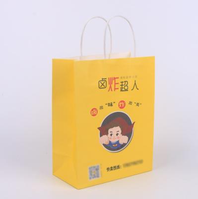 China Biodegradable Kraft Paper Shopping Bags For Fast Food ODM Logo Printed for sale