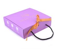 China Pink Colors Printed Matt Lamination Ivory Board Gift Box With Ribbon And Handle for sale