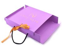 China Pink Colors Printed Matt Lamination Ivory Board Gift Box With Ribbon And Handle for sale