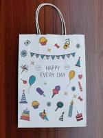 China CMYK Printed Kraft Paper Takeaway Shopping Bags 60gsm Food Grade for sale