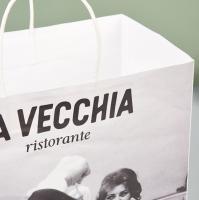 China Food Grade White Kraft Paper Bags C2S Shopping Bags With Paper Cord Handle for sale