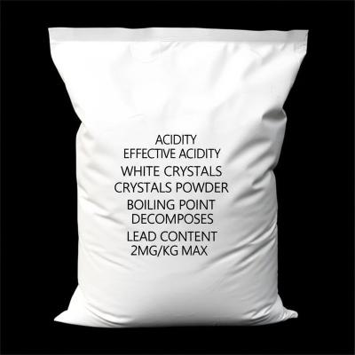 China Effective Acidity Regulator White Crystals Powder with Boiling Point of Decomposes and Lead Content of 2mg/kg Max for sale