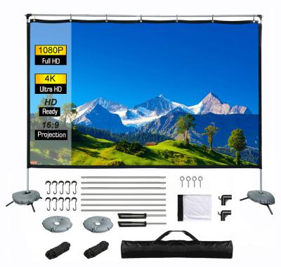 China Outdoor Foldable Portable Projector Screen 80-150 Inch 16:9 Aspect Ratio with 1.1 Gain and Aluminum Frame for sale