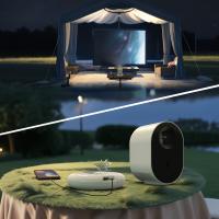 China Ehomm C1 White Mini Outdoor Projector with 20000mAh Battery and Android 11 System - 170 ANSI Lumens, 30-150 Inch Projection for sale