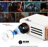 China T3 White Smart Portable Projector with Android 9.0, 1080P Resolution, 200 ANSI Lumens for Home Entertainment for sale