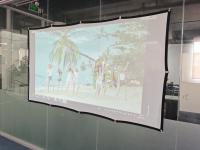 China Simple Elastic Foldable Projector Screen 84-150 Inch Tensioned Pull Down with 120g/m² Surface Weight for sale