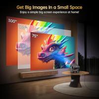 China D2 Dark Gray FHD 1080P Projector with Voice Control 180° Rotation - 350-400 ANSI Lumens 20W Dolby Sound for sale