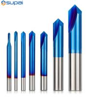 China Chamfer Drill Bit 2-12mm 90 Degree CNC Machine Router Bit Nano Blue Coated  Milling Tool for sale