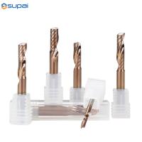 China Spiral Router Bit 1/8mm Shank Single Flute Spiral Carbide End Mill TiN Coated CNC Engraving Bit Milling Cutter for sale