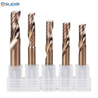 China Spiral Router Bit 1/8mm Shank Single Flute Spiral Carbide End Mill TiN Coated CNC Engraving Bit Milling Cutter for sale