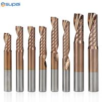 China Spiral Router Bit 1/8mm Shank Single Flute Spiral Carbide End Mill TiN Coated CNC Engraving Bit Milling Cutter for sale
