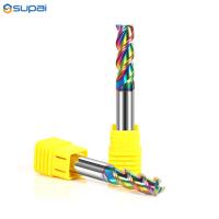 China Carbide Cutting Tools 3flutes Colorful Coating for Aluminium HRC55 Milling Cutter for Wood Acrylic Copper Plastic for sale