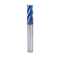 China Nano Blue Coating 4 Flutes HRC65 Carbide End Mill For Hard Steel  CNC Milling Cutter for sale
