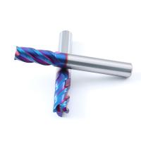 China Nano Blue Coating 4 Flutes HRC65 Carbide End Mill For Hard Steel  CNC Milling Cutter for sale
