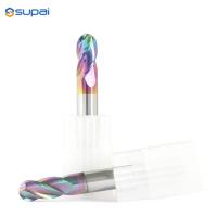 China 4 Flutes Ball Nose End Mill With 0.5mm Corner Radius And -7° Radial Rake Angle for sale