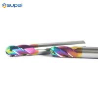 China 4 Flutes Ball Nose End Mill With 0.5mm Corner Radius And -7° Radial Rake Angle for sale