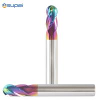 China 4 Flutes Ball Nose End Mill With 0.5mm Corner Radius And -7° Radial Rake Angle for sale