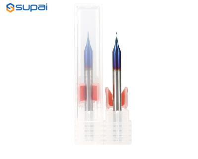 China Square Cutting Edge 0.2mm Micro Ball Nose End Mill 2 Flutes 4mm Shank Diameter for sale
