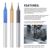 China Square Cutting Edge 0.2mm Micro Ball Nose End Mill 2 Flutes 4mm Shank Diameter for sale