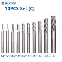China HSS End Mill Set With 10 Pieces 4 Flute Straight Shank, High Speed Steel Milling Cutter for sale