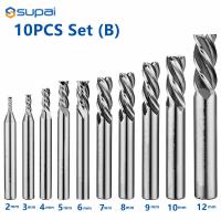 China HSS End Mill Set With 10 Pieces 4 Flute Straight Shank, High Speed Steel Milling Cutter for sale