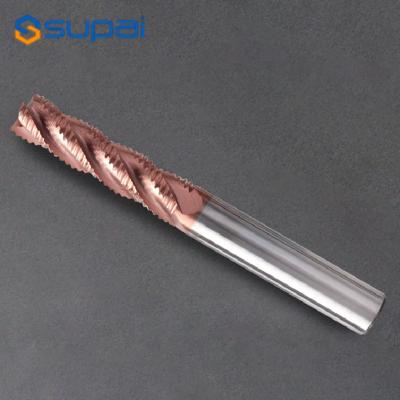 China Long Flute Carbide Roughing End Mill with 30° Helix Angle 3mm Corner Radius Ra3.2 Surface Finish for sale
