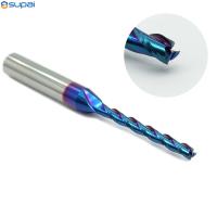 China CNC Router Bit 3 Flutes 1/8 inch Cutting Dia 1/4 inch Shank Spiral Solid Carbide End Mill with NACO Coating for Wood Cut for sale