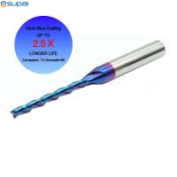 China CNC Router Bit 3 Flutes 1/8 inch Cutting Dia 1/4 inch Shank Spiral Solid Carbide End Mill with NACO Coating for Wood Cut for sale
