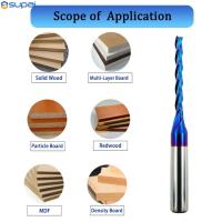 China CNC Router Bit 3 Flutes 1/8 inch Cutting Dia 1/4 inch Shank Spiral Solid Carbide End Mill with NACO Coating for Wood Cut for sale