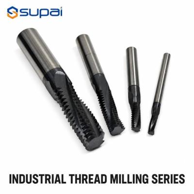 China SUPAL Premium Tungsten Carbide HRC60 HRC65 Thread Milling Cutter M1-M24 Threading End Mill For Stainless Steel for sale