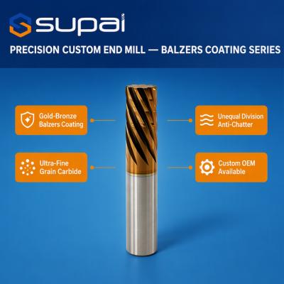 China SUPAL Custom Solid Carbide Unequal Division Left-Hand Spiral End Mill with Premium Balinit Balzers Coating | OEM Stainless Steel Machining for sale