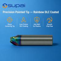 China SUPAL Custom Solid Carbide End Mill for Plastic Machining | Rainbow DLC Coating | Non-Standard Multi-Flute Pointed Cutter | OEM Made-to-Drawing for sale
