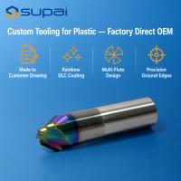 China SUPAL Custom Solid Carbide End Mill for Plastic Machining | Rainbow DLC Coating | Non-Standard Multi-Flute Pointed Cutter | OEM Made-to-Drawing for sale