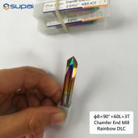 China SUPAL 3-Flute Rainbow DLC Chamfer End Mill With Ultra-Low Friction And High Wear Resistance For Burr-Free Edge Breaking On Steel, Aluminum And Composites for sale