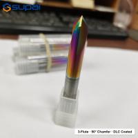 China SUPAL 3-Flute Rainbow DLC Chamfer End Mill With Ultra-Low Friction And High Wear Resistance For Burr-Free Edge Breaking On Steel, Aluminum And Composites for sale