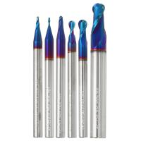 China High Precision Tungsten Carbide Ball Nose End Mill 2 Flutes HRC65 R0.5-R3mm Naco Coated for sale